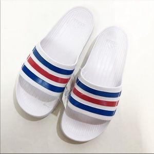adidas | Shoes | Adidas Iconic Duramo Slide In Red White And Blue ...